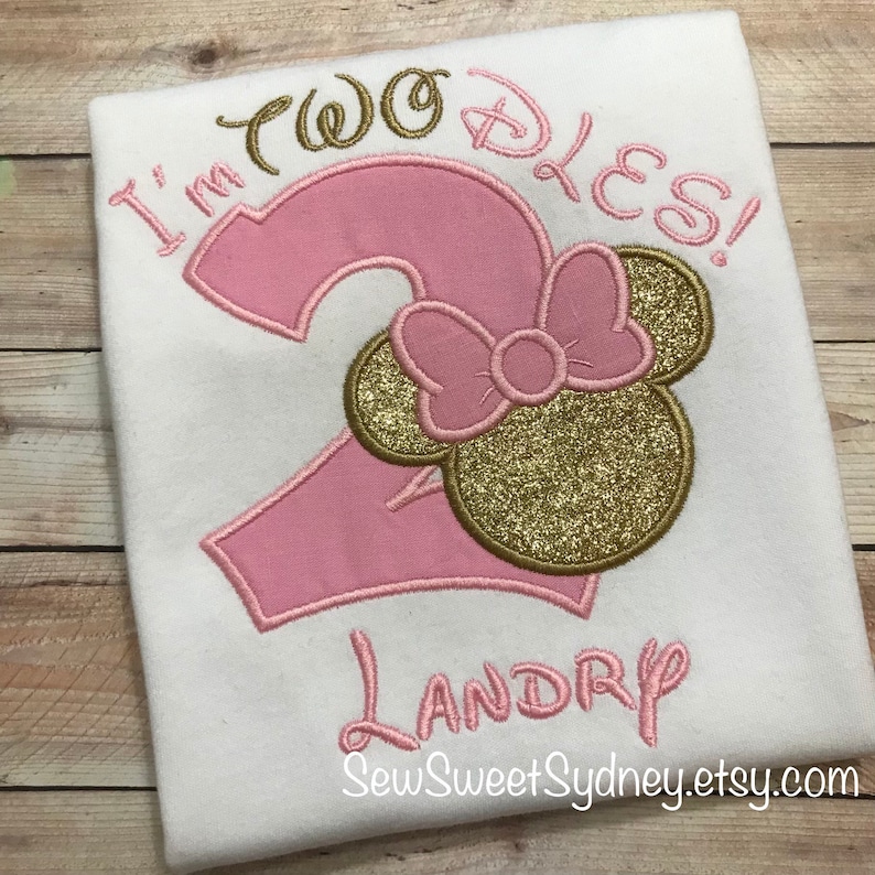 2nd Birthday I'm Twodles Minnie Mouse Embroidered - Etsy