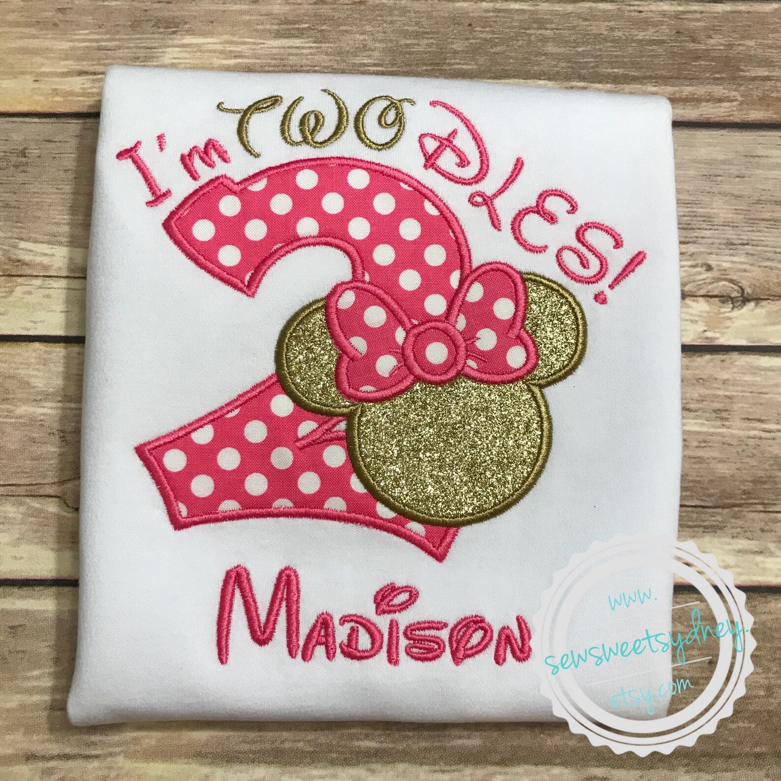 2nd Birthday I'm Twodles Minnie Mouse Embroidered - Etsy