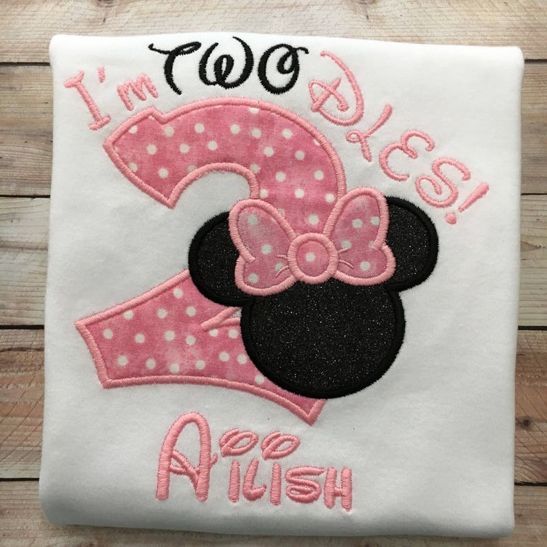 2nd Birthday I'm Twodles Minnie Mouse Embroidered - Etsy