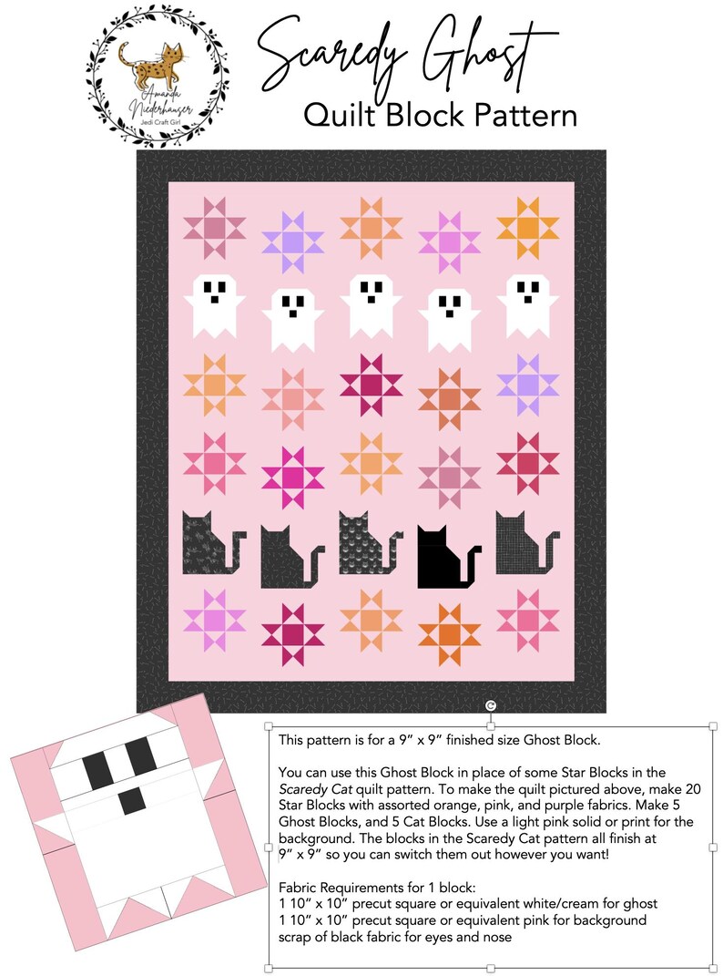 Scaredy Ghost Quilt Block PDF Pattern - Etsy
