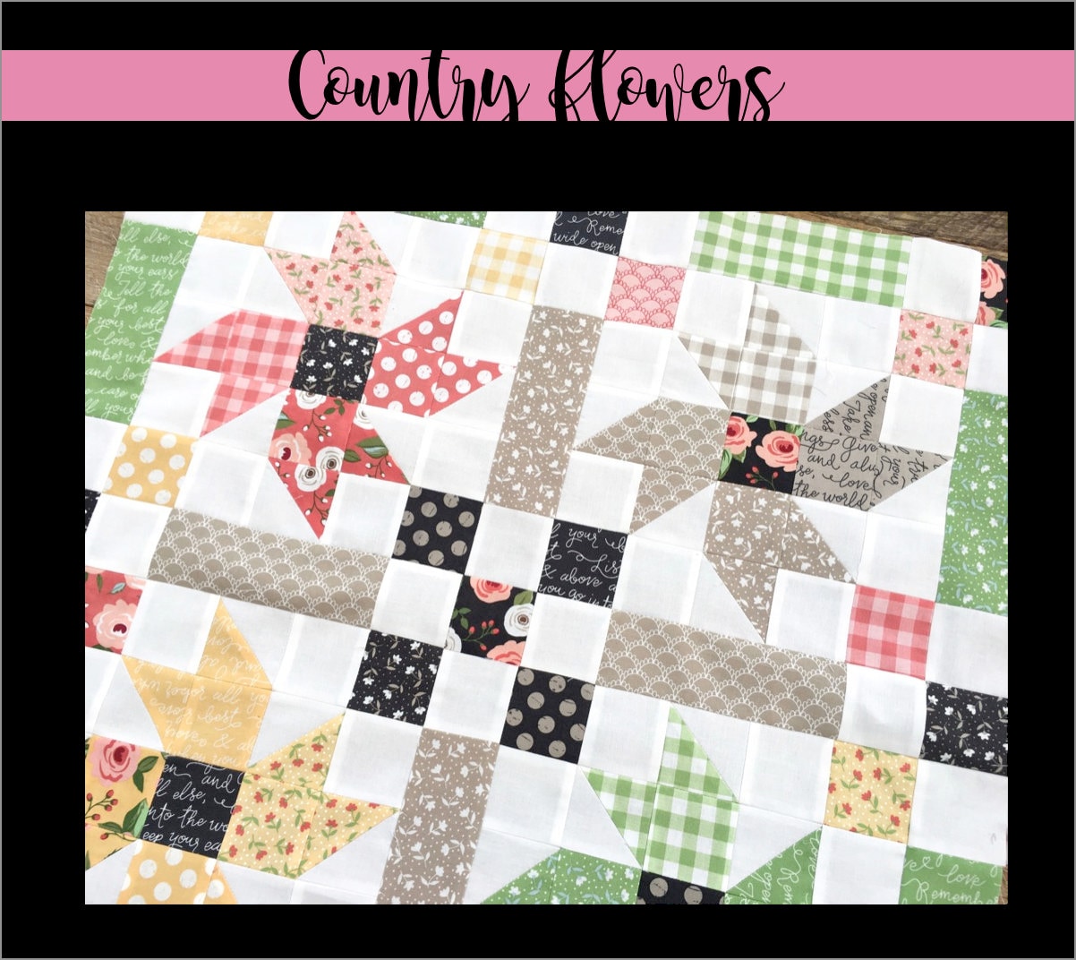 Country Flowers Digital PDF Quilt Pattern, Wall Hanging, Table Quilt ...