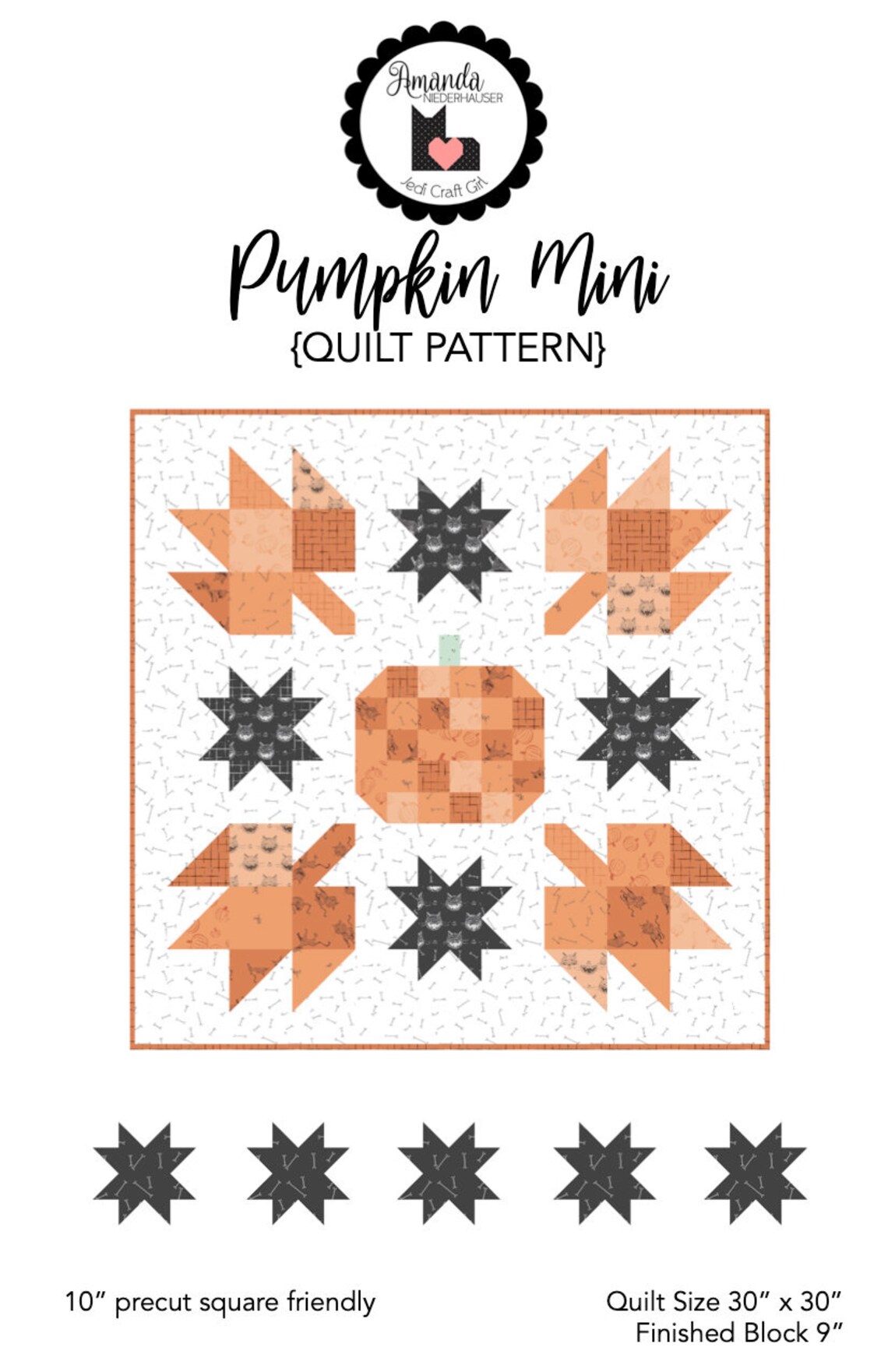 Pumpkin Mini Quilt PDF Quilt Pattern Instant DOWNLOAD - Etsy