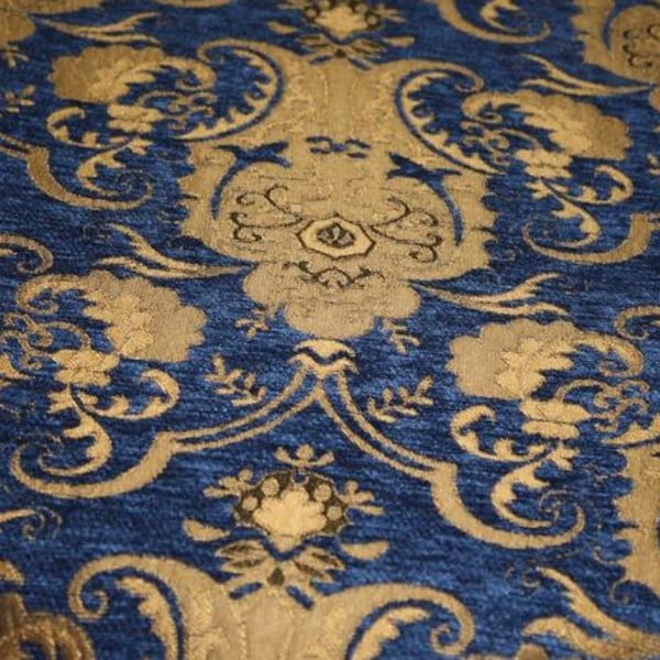 Blue Damask Fabric - Etsy
