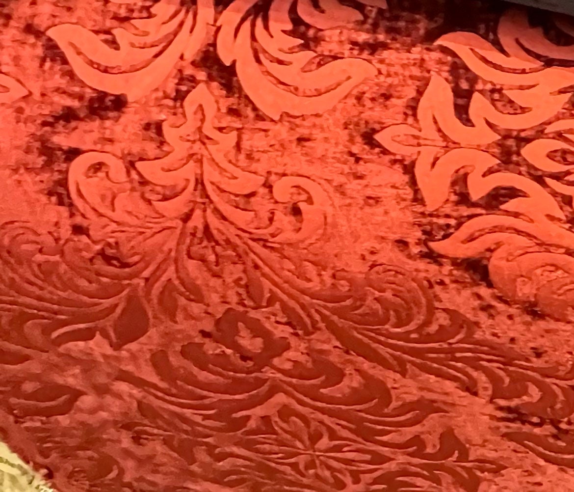Orange Floral Velvet Fabric,upholstery Fabric,drapery Fabric - Etsy