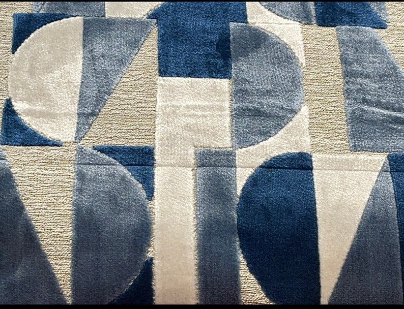Funky Multi Navy Blue Color Velvet Fabric,upholstery Fabric,drapery ...