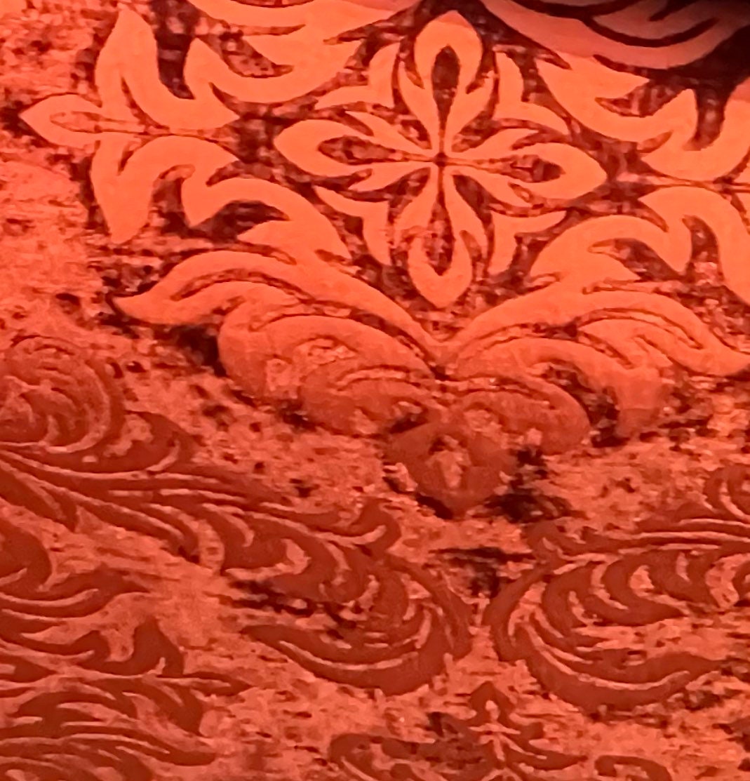Orange Floral Velvet Fabric,upholstery Fabric,drapery Fabric - Etsy