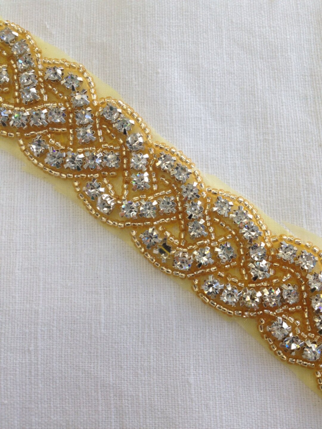 Gold Rhinestone Trim Swarovski Rhinestone Trim Gold Beaded - Etsy