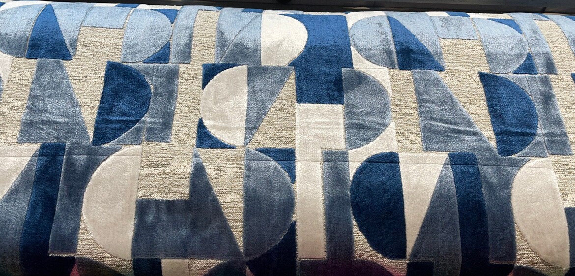 Funky Multi Navy Blue Color Velvet Fabric,upholstery Fabric,drapery ...