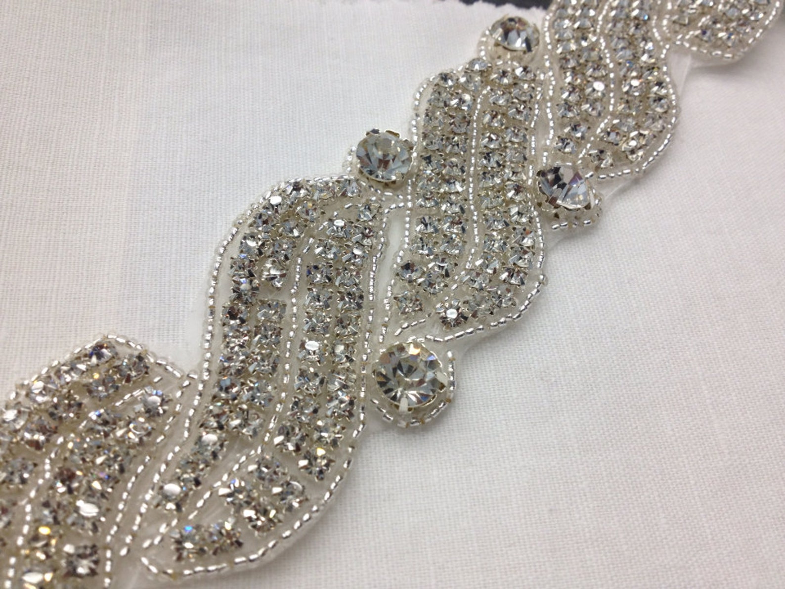 Rhinestone Trim, Beaded Rhinestone Silver Beaded Crystal Trim ,wedding ...