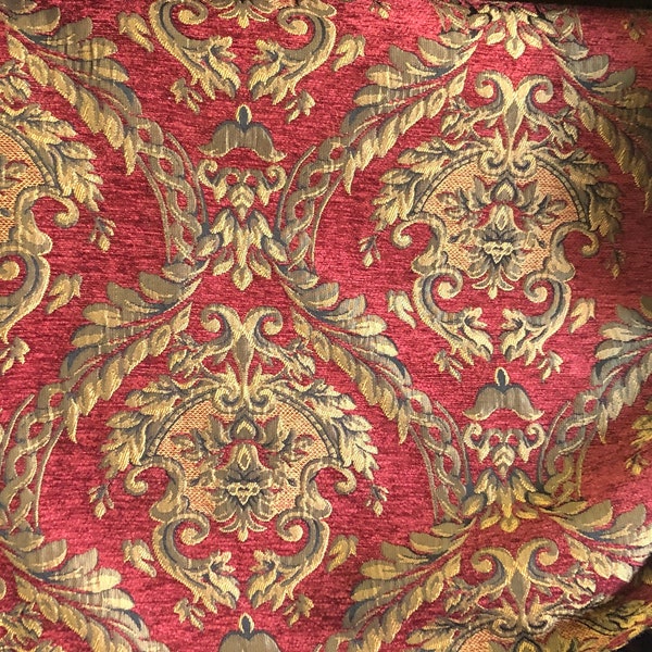 Red Damask Fabric - Etsy