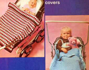 Baby pram cover blanket and cushion knitting pattern vintage | Etsy