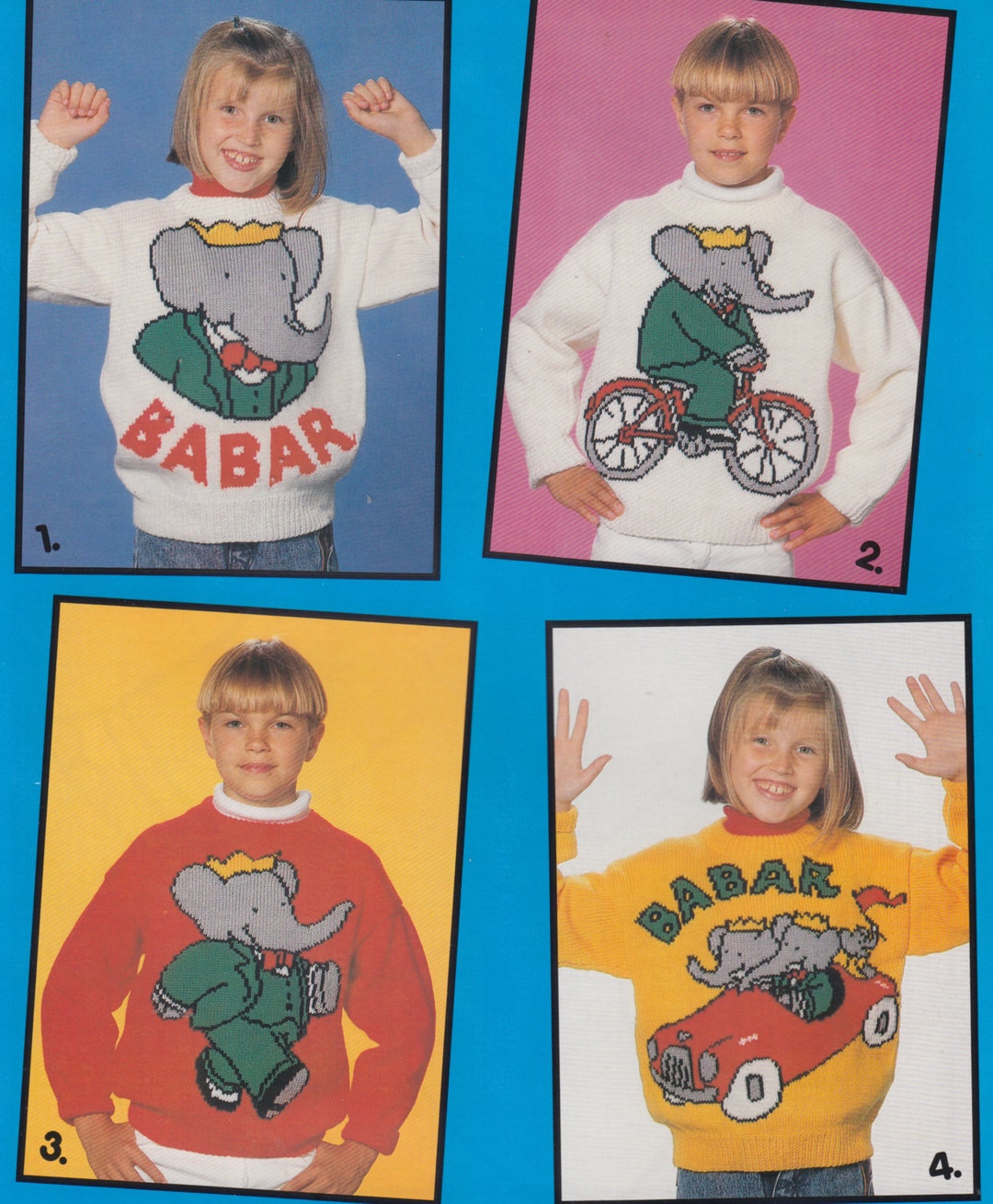 Babar the Elephant Knitting Pattern Sweaters for Children and Adults Dk ...