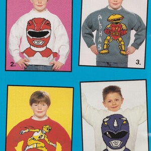 Vintage Knitting Pattern for Power Rangers Sweaters for Children and ...