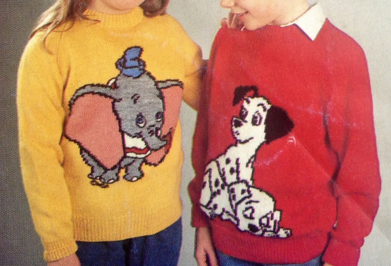 Mickey and Minnie Mouse Knitting Pattern Sweaters for Children - Etsy