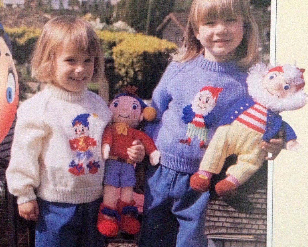 Vintage Noddy Knitting Pattern for Toys and Intarsia Chart Jumper ...