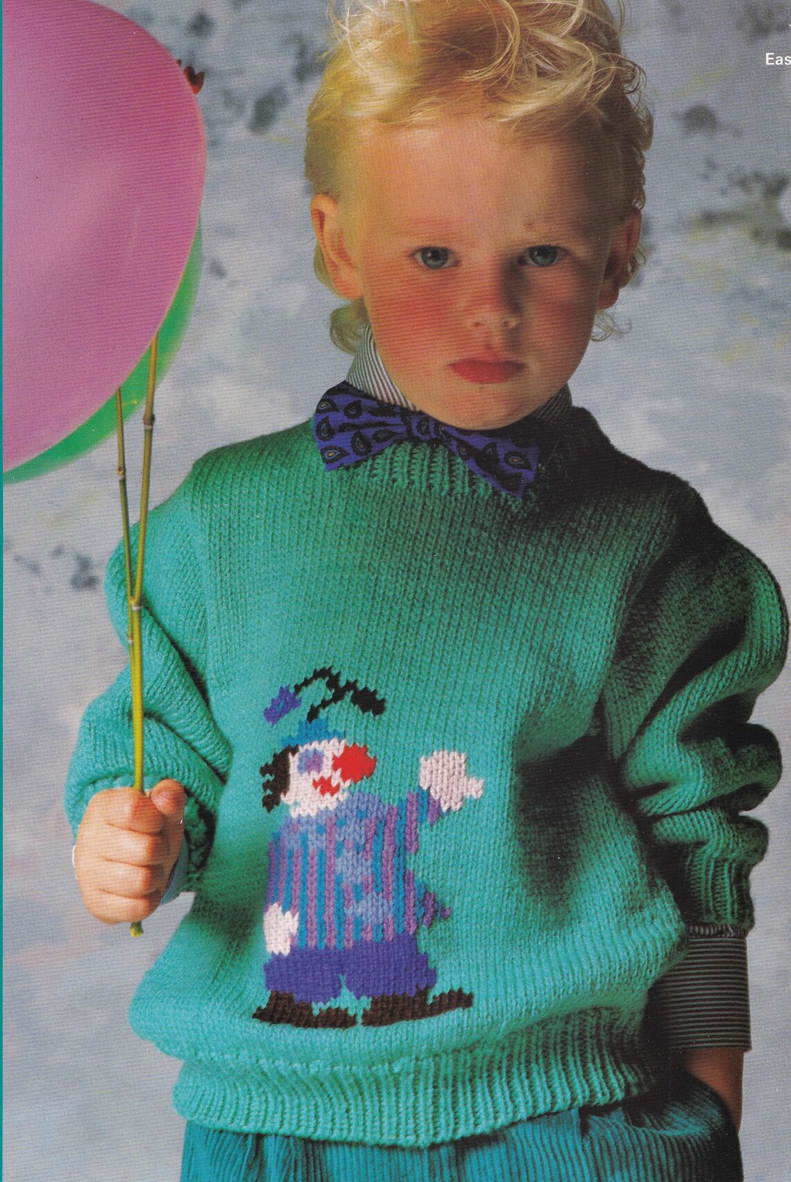 Vintage Knitting Pattern for Children's Sweater With a Circus Clown ...