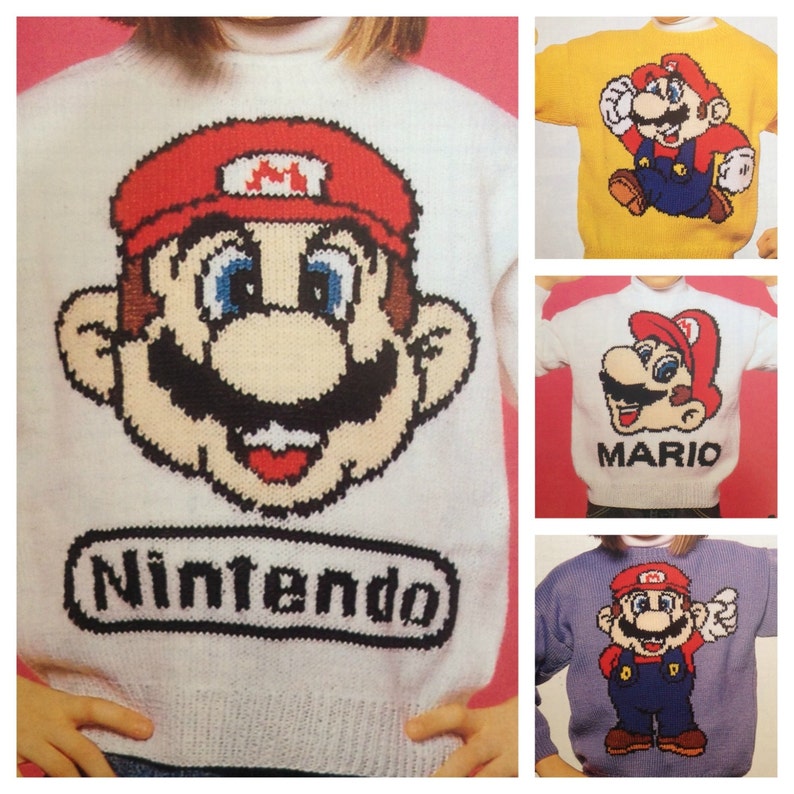 Super Mario Knitting Pattern Sweaters for Children and Adults - Etsy UK