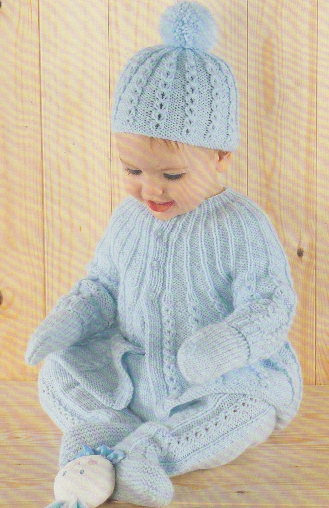 6-12m Baby Knitting Pattern Pram Set Hat Coat Leggings Mittens Dk Yarn ...