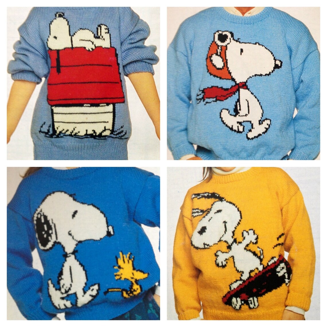 Snoopy Knitting Pattern Sweaters for Children and Adults Dk Wool ...