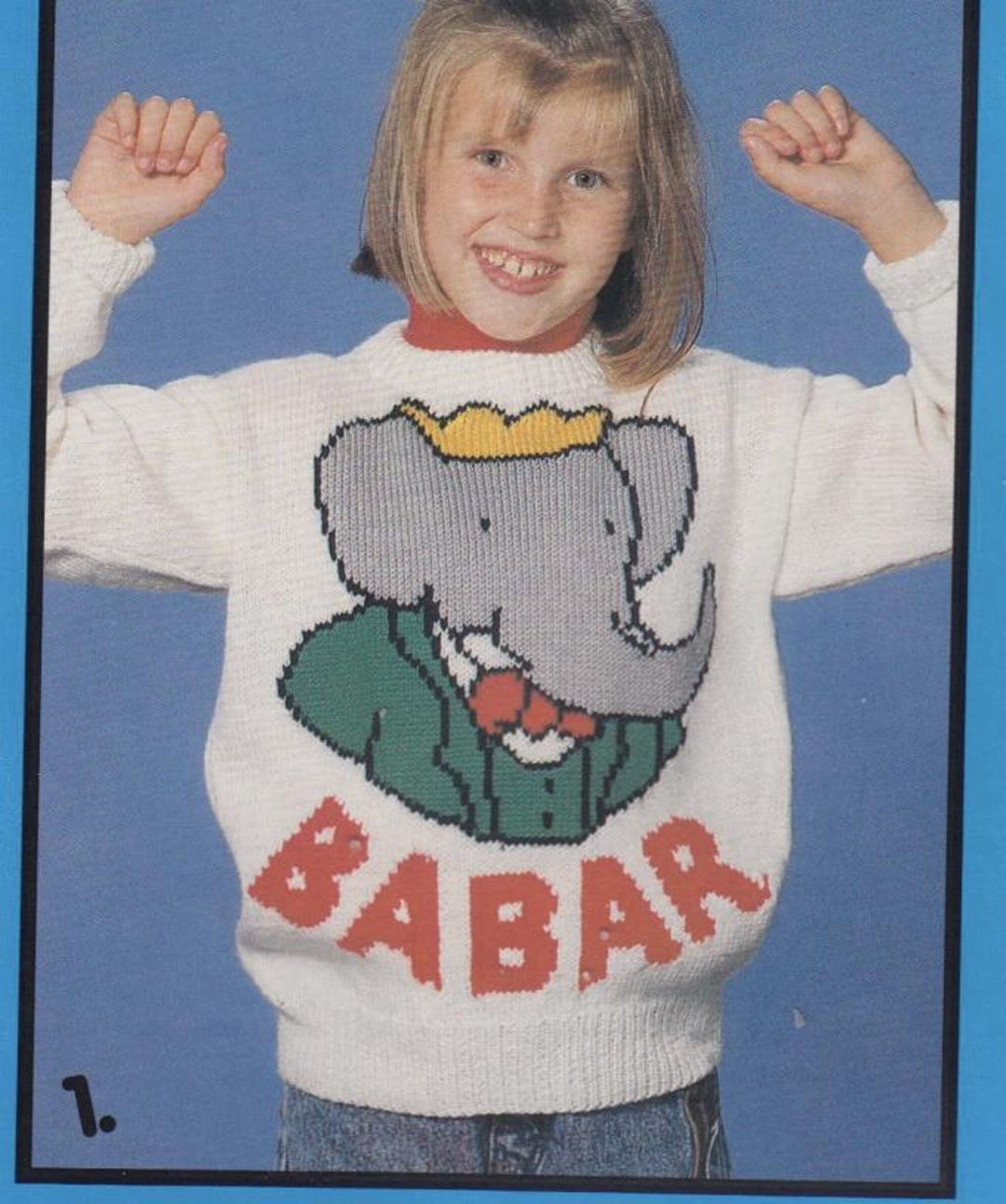 Vintage Babar the Elephant Sweater Knitting Pattern: Children & Adult ...
