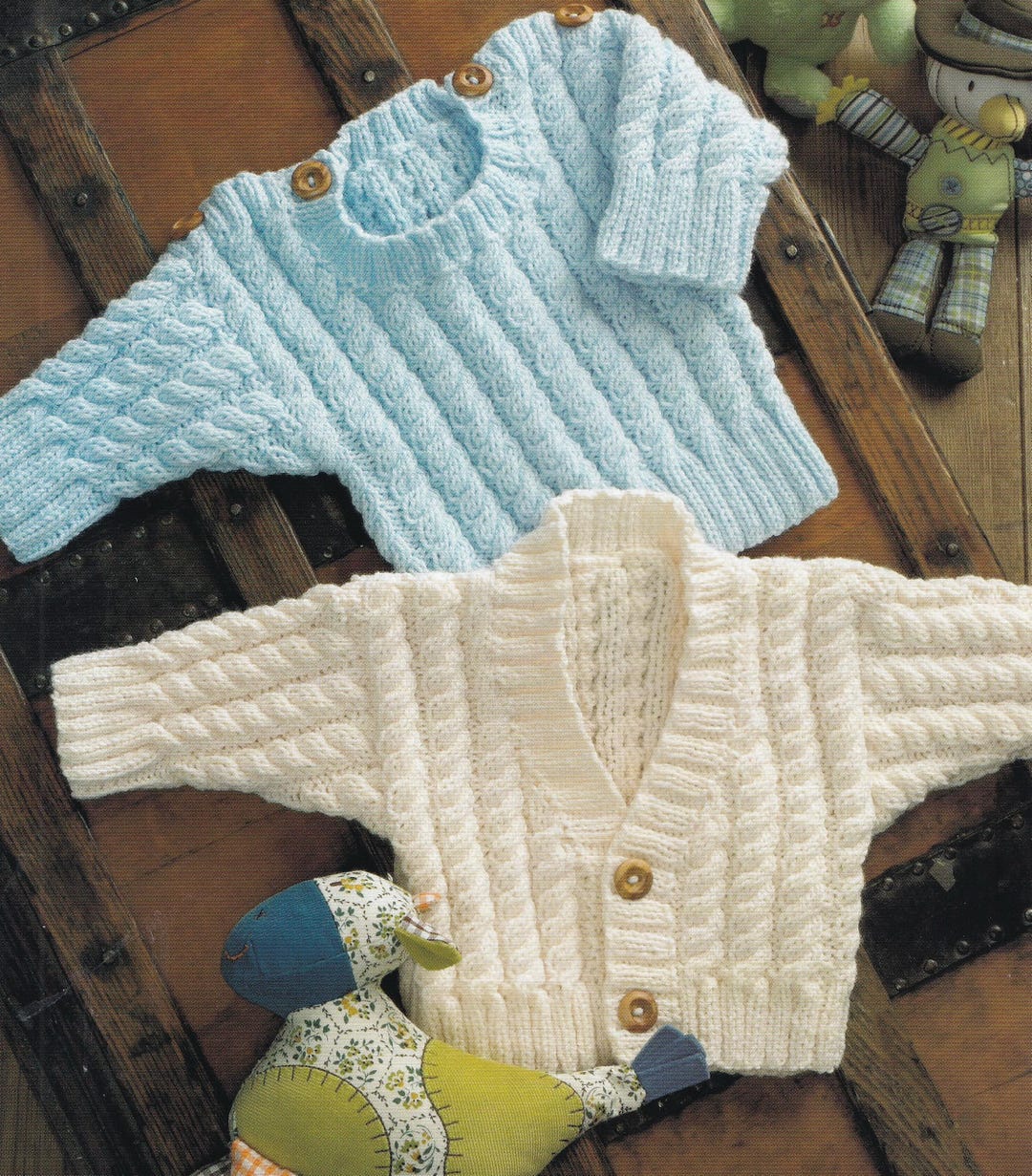 Vintage Knitting Pattern for Baby Cable Cardigan and Sweater Set in DK ...