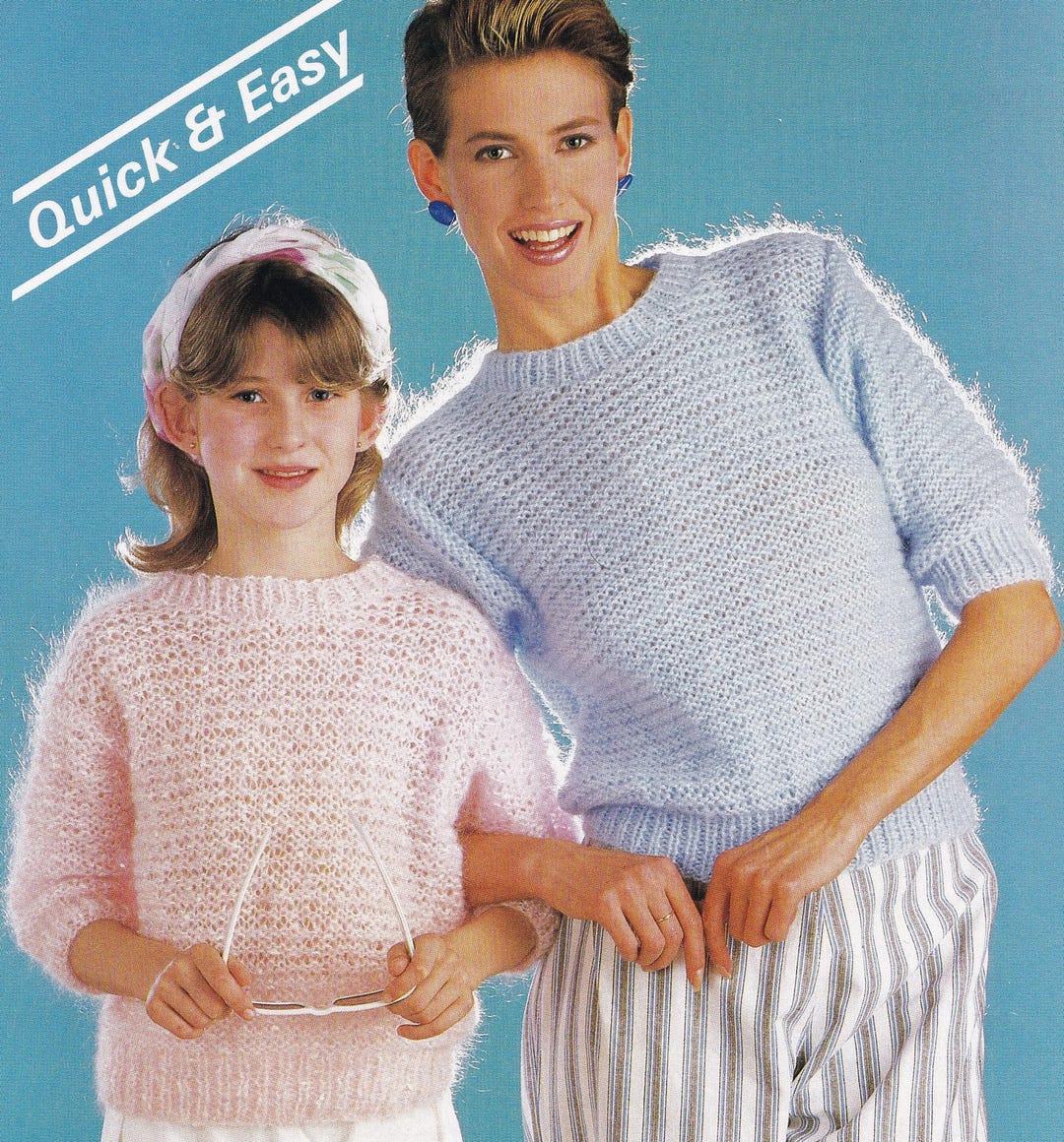 Vintage Knitting Pattern for Ladies and Girls 1980s Retro Jumper ...