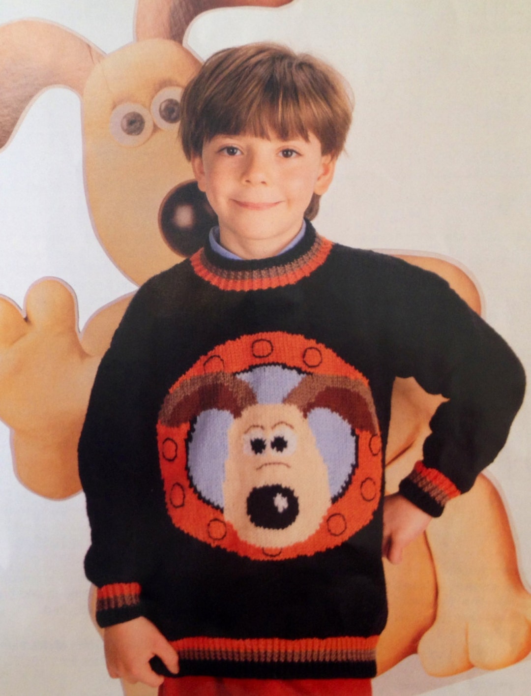 Wallace and Gromit Knitting Pattern Childs Jumper 26-36 Inch Chest Age ...