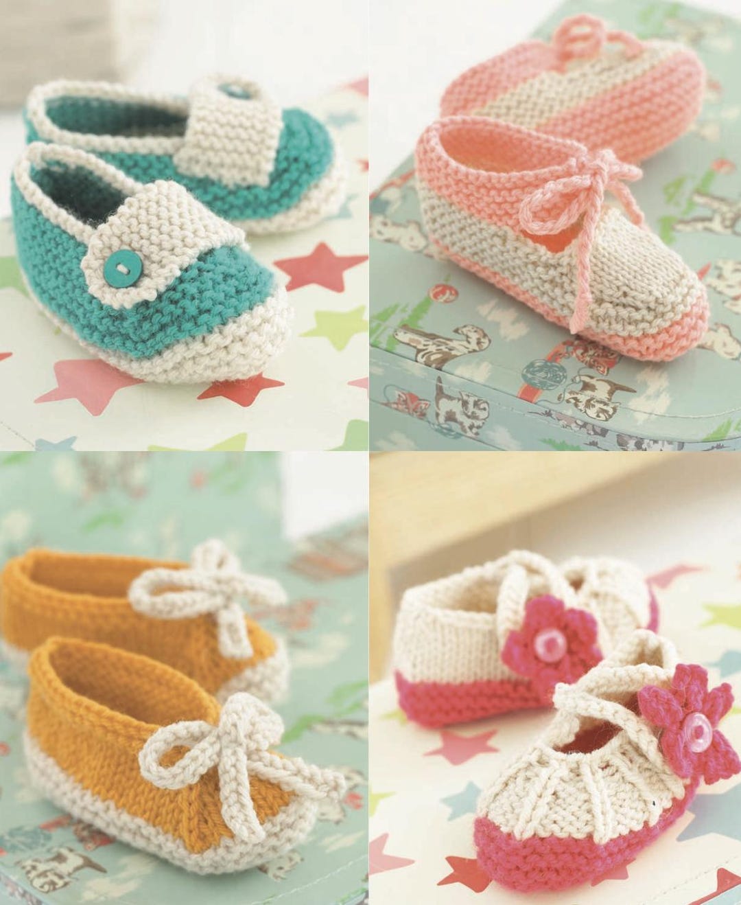 Knitting Pattern for Baby Shoes Booties, 4 Designs Knit in 8 Ply Dk ...