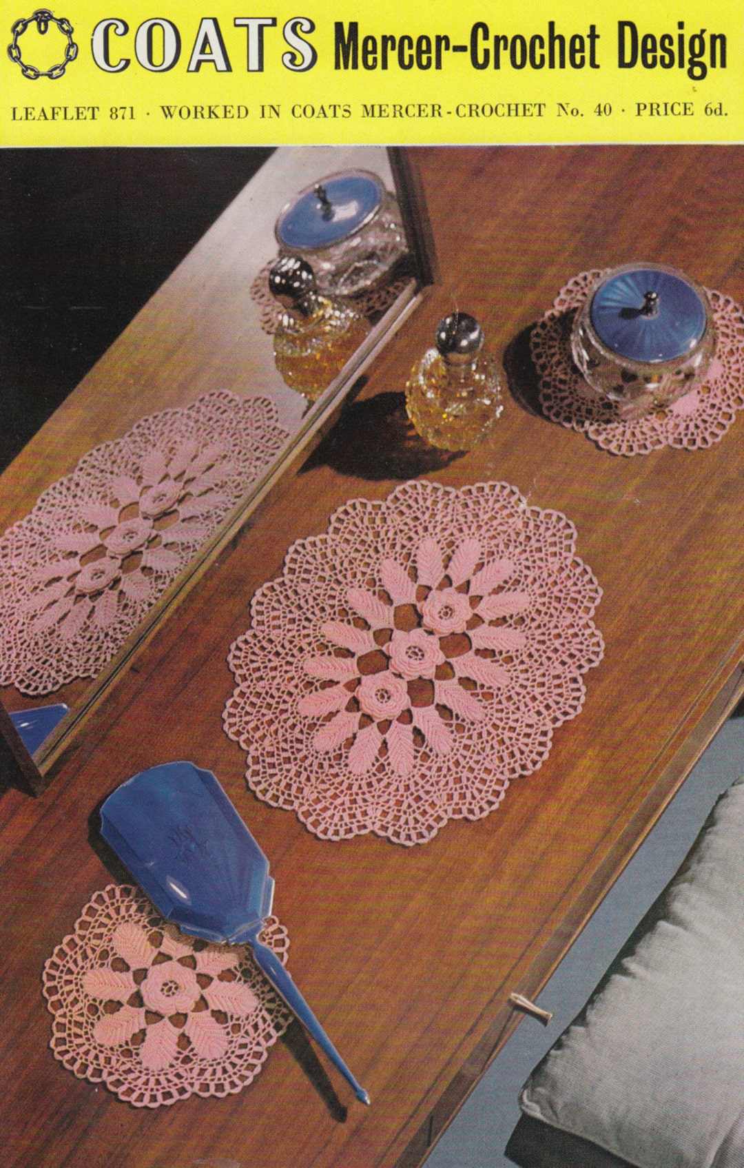 Vintage Crochet Pattern for Dressing Table Cheval Set Irish Crochet ...