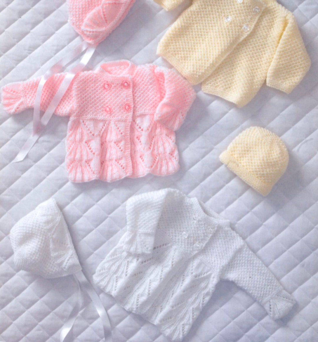 Premature Baby Cardigan and Bonnets Knitting Pattern - Etsy