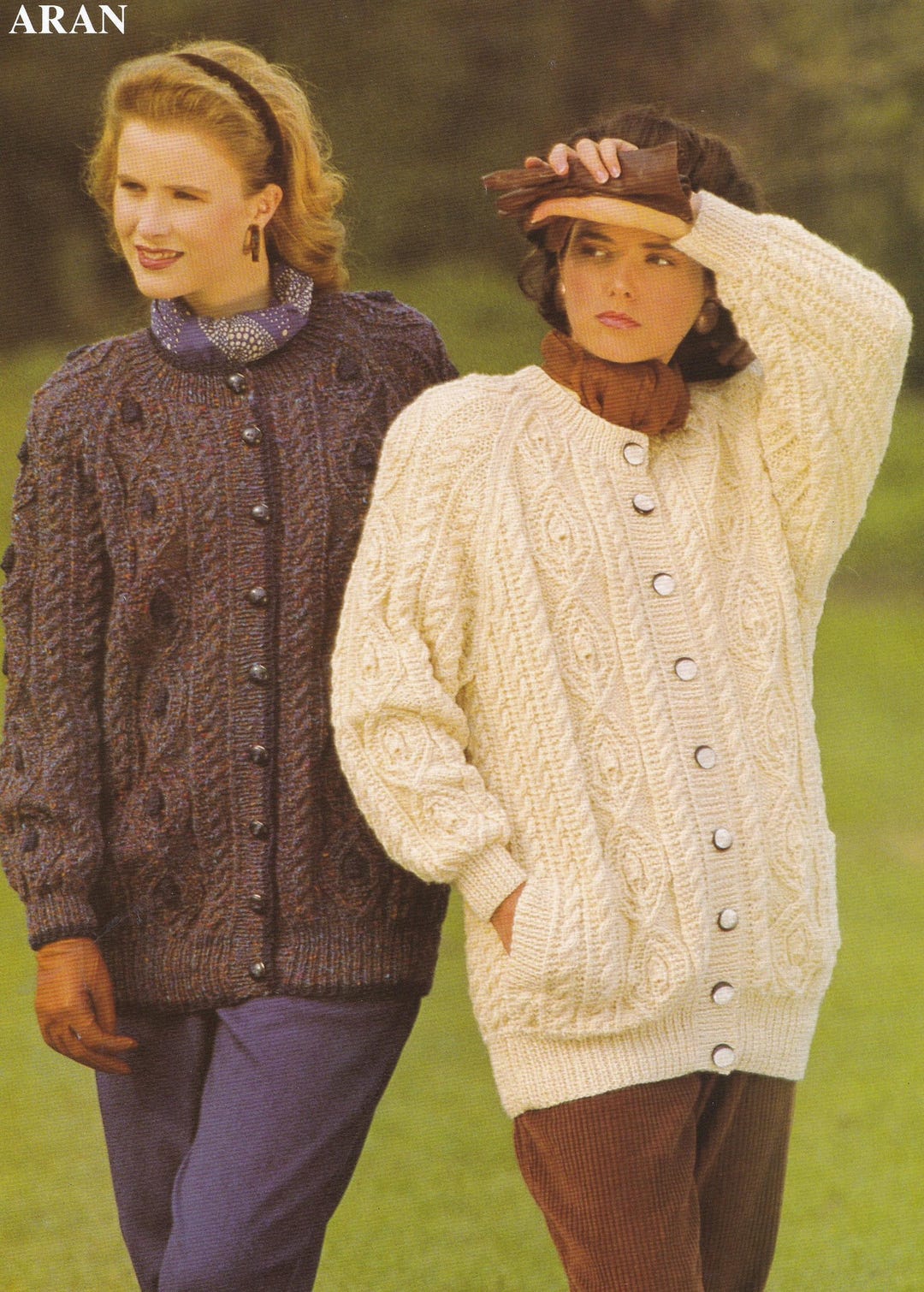 Vintage Knitting Pattern for Ladies Long Line Aran Jacket Cardigan - Etsy