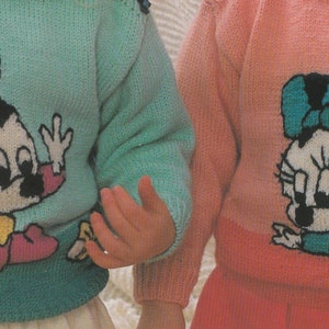 Mickey and Minnie Mouse Knitting Pattern Childs Jumper Ages 2-5 ...