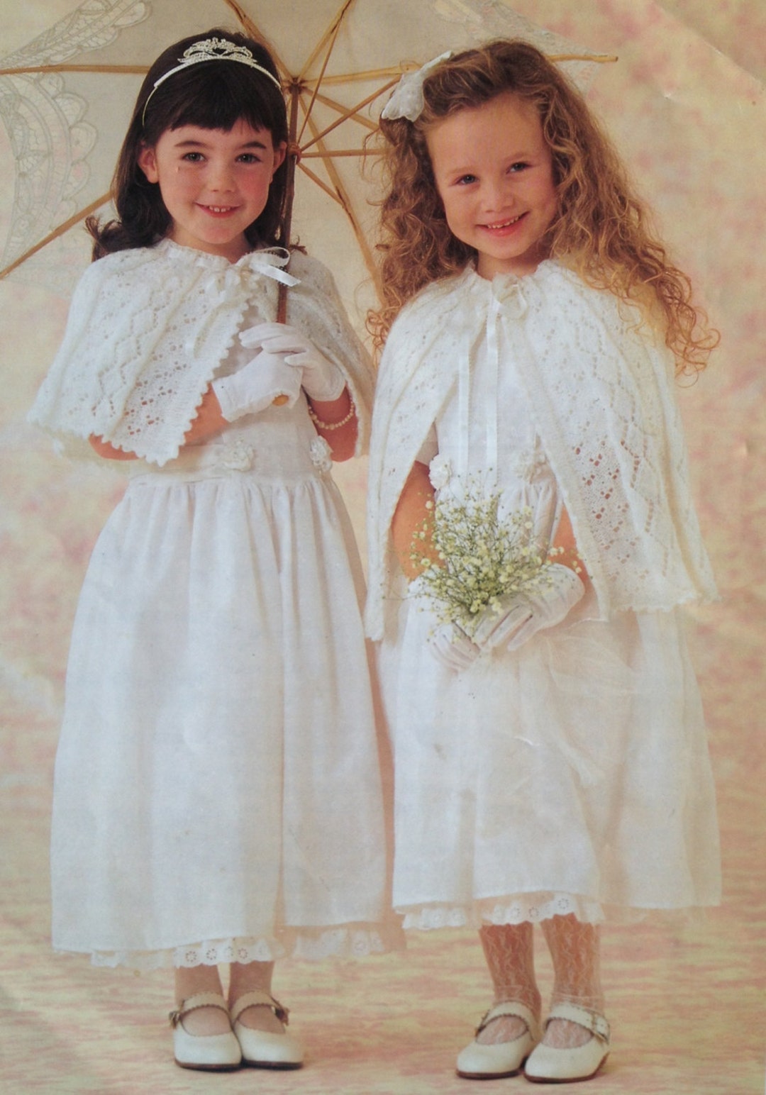 Vintage Knitting Pattern for Girls Lace Capes Shawls Wedding Summer ...