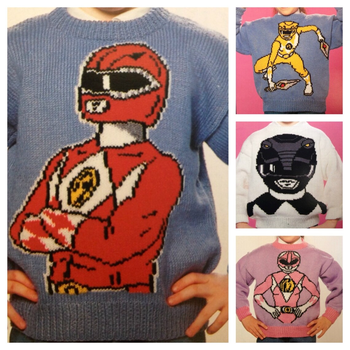Power Rangers Knitting Pattern Sweaters for Children and Adults Dk or 4 ...