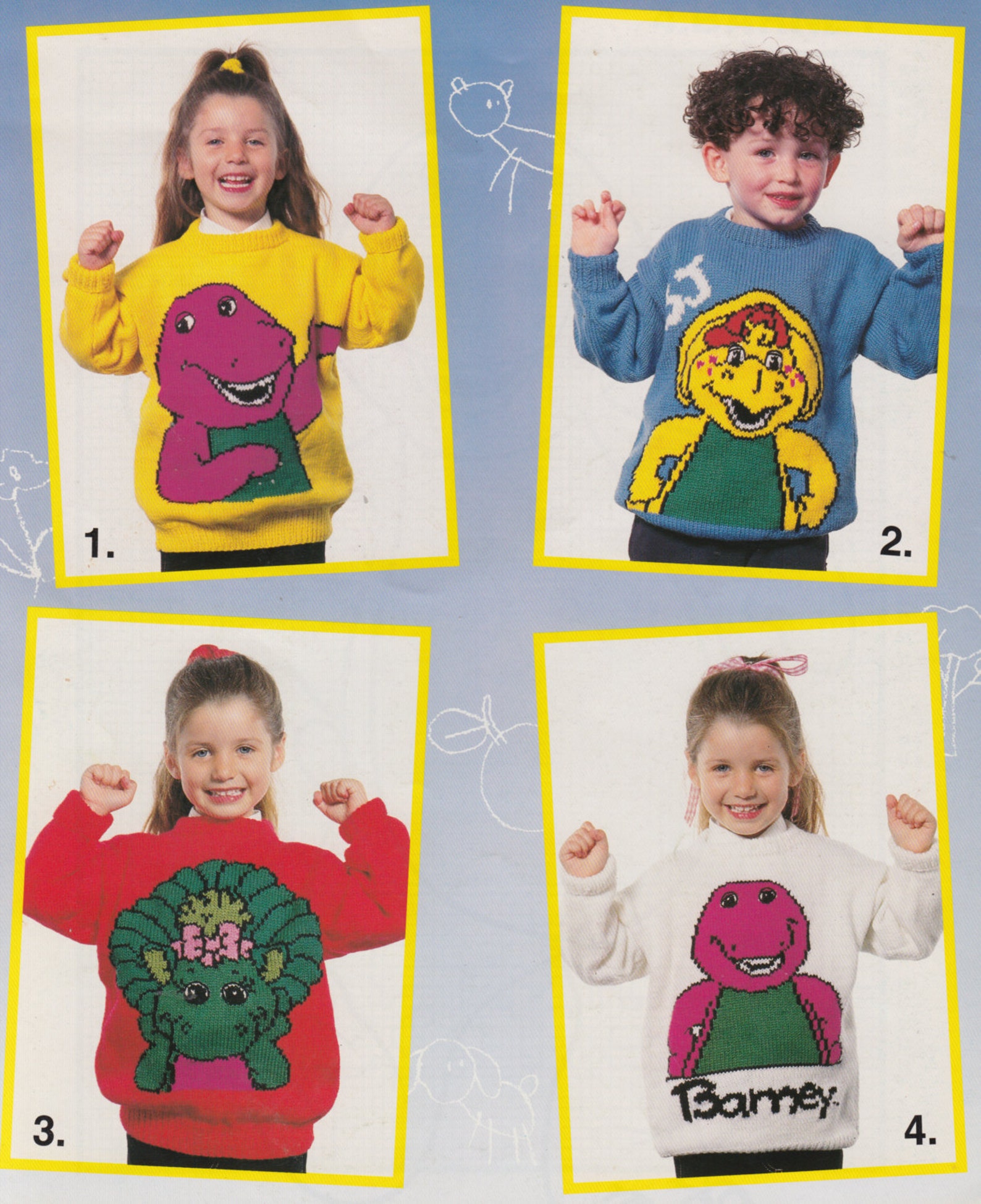 Barney the Dinosaur Knitting Pattern Sweaters for Children and Adults ...