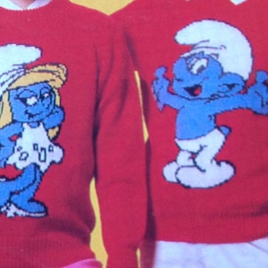 The Smurfs Knitting Pattern Sweaters for Children and Adults Dk or 4 ...