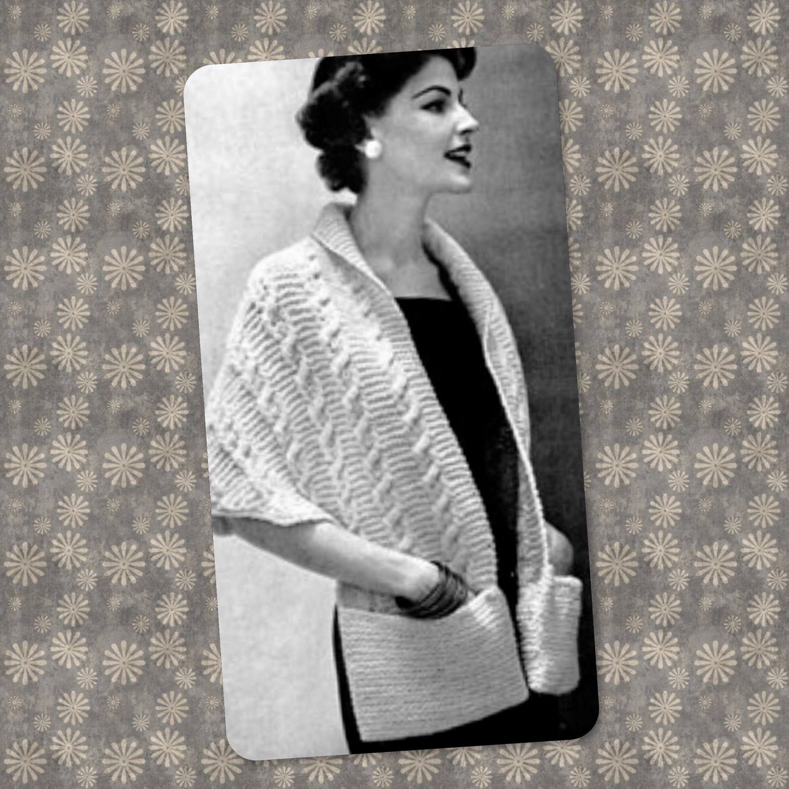 PDF vintage knitting pattern womens shrug with pockets cable | Etsy