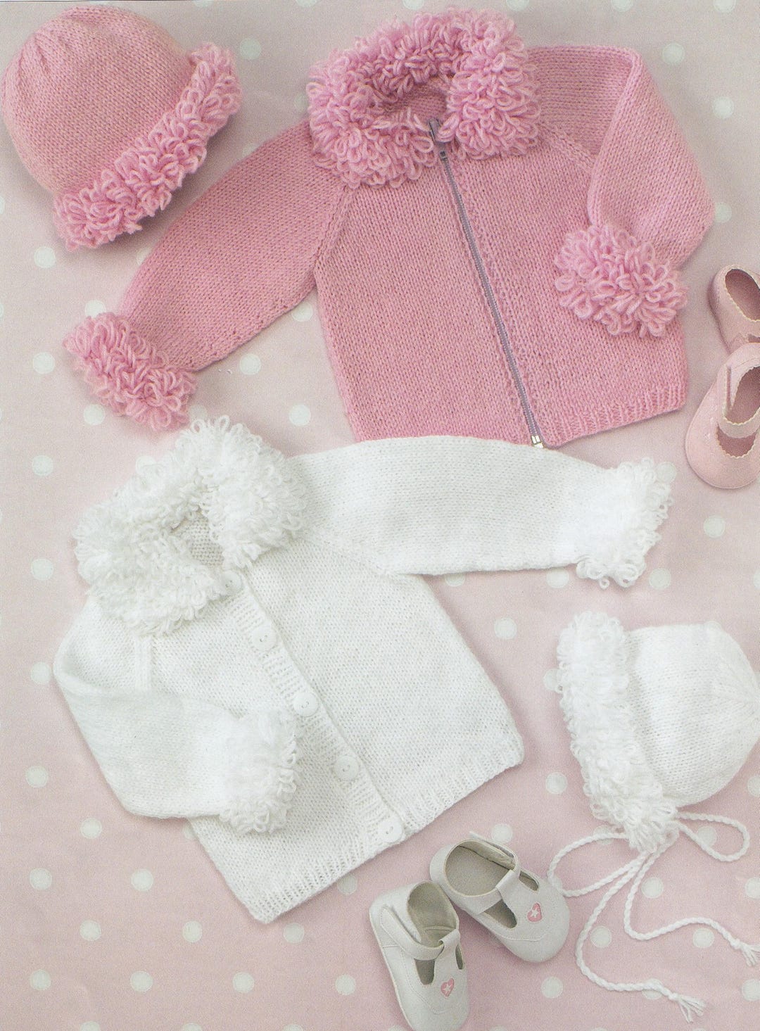 Vintage Knitting Pattern for Baby to Child Loopy Cardigan Hat and ...