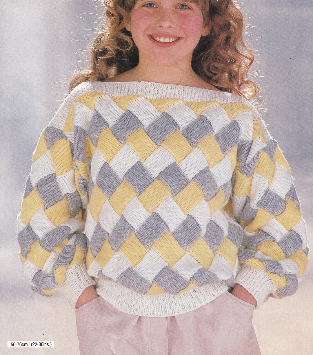 Vintage Knitting Pattern for Girls Lovely Entrelac Sweater PDF Download ...