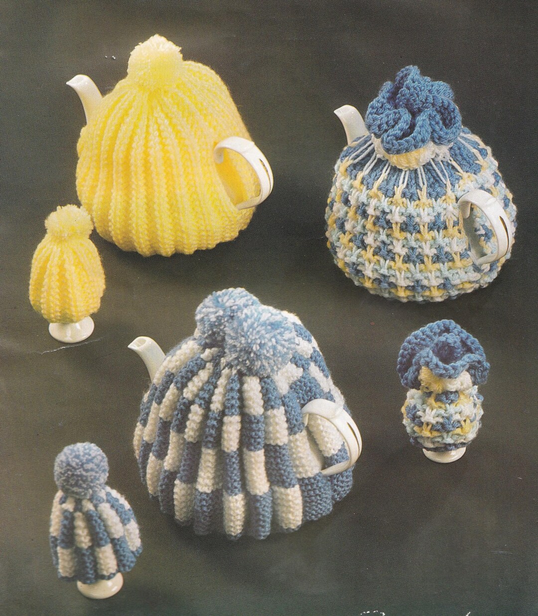 Vintage Knitting Pattern for Tea Cosies and Egg Cosy in Plain, Fluted ...