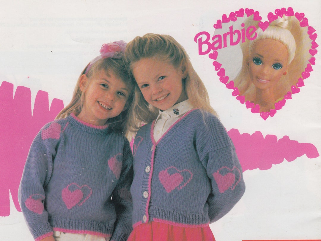 Vintage Barbie Knitting Pattern for Little Girls Cardigan and Sweater ...