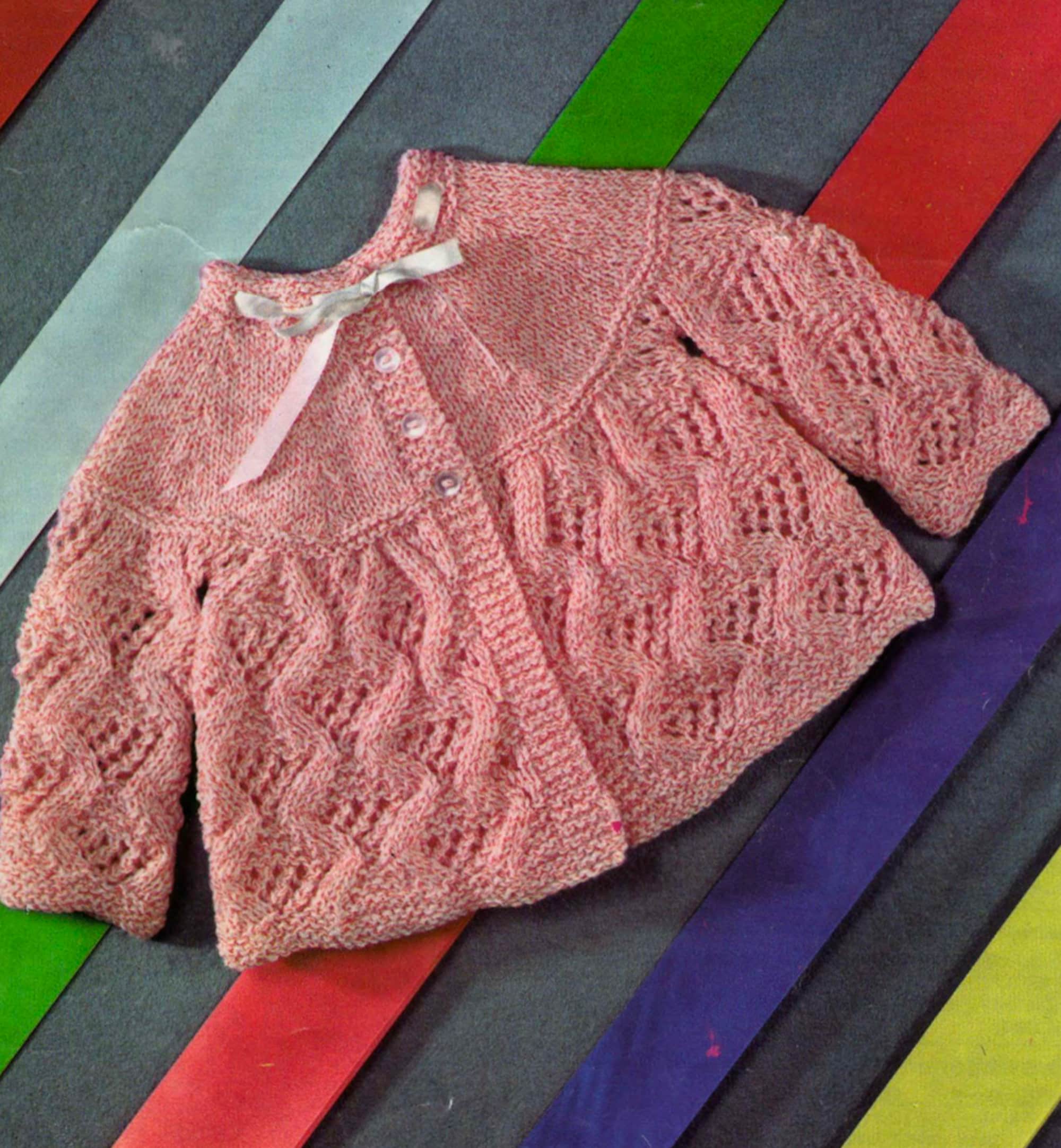 Vintage Knitting Pattern for Baby Matinee Jacket Style Cardigan in DK ...