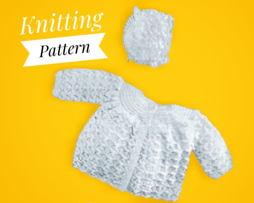 Vintage Knitting Pattern for Matinee Jacket and Bonnet With Booties Set ...