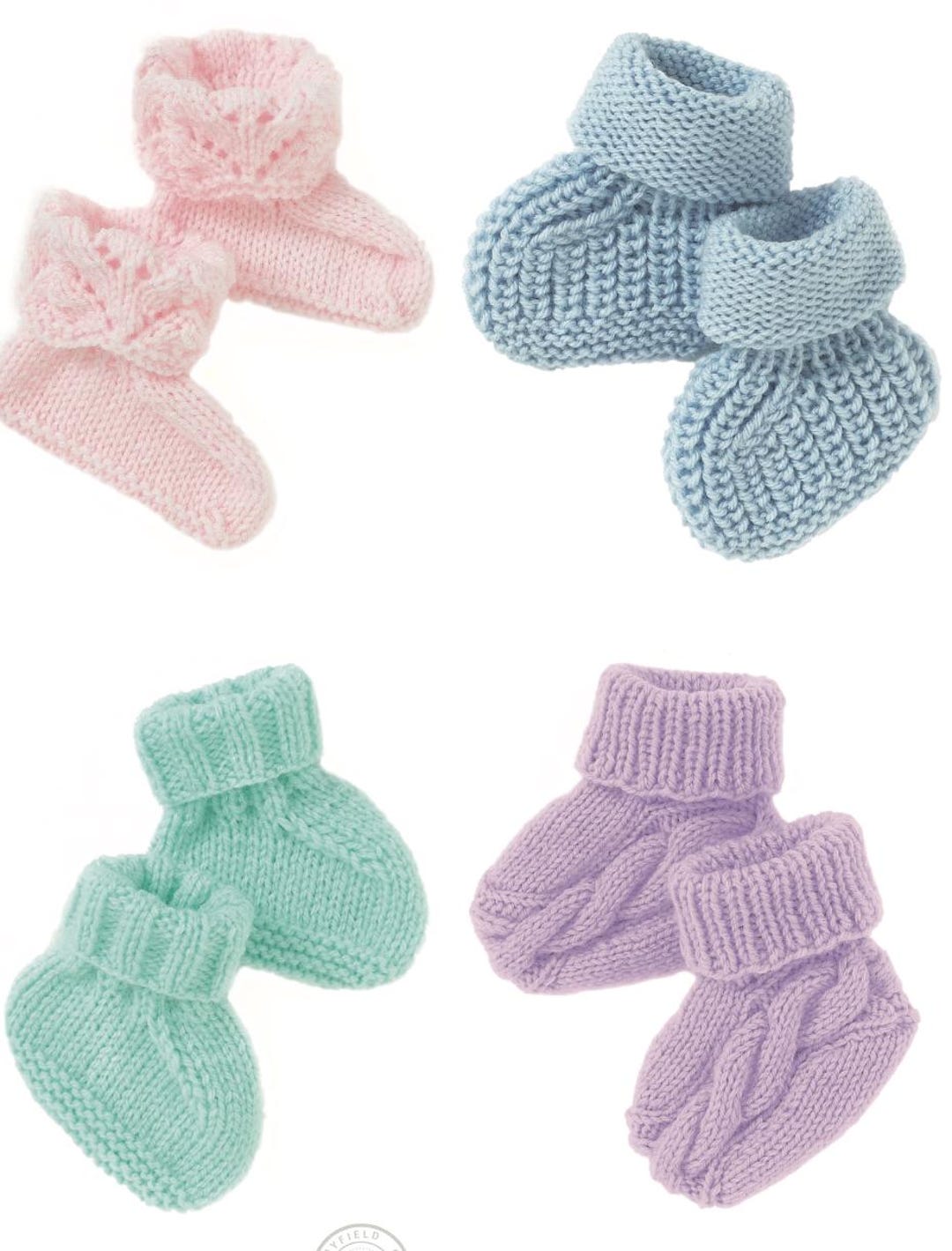 Knitting Pattern for Baby Booties, 4 Designs Knit in 8 Ply Dk Yarn, 0-2 ...