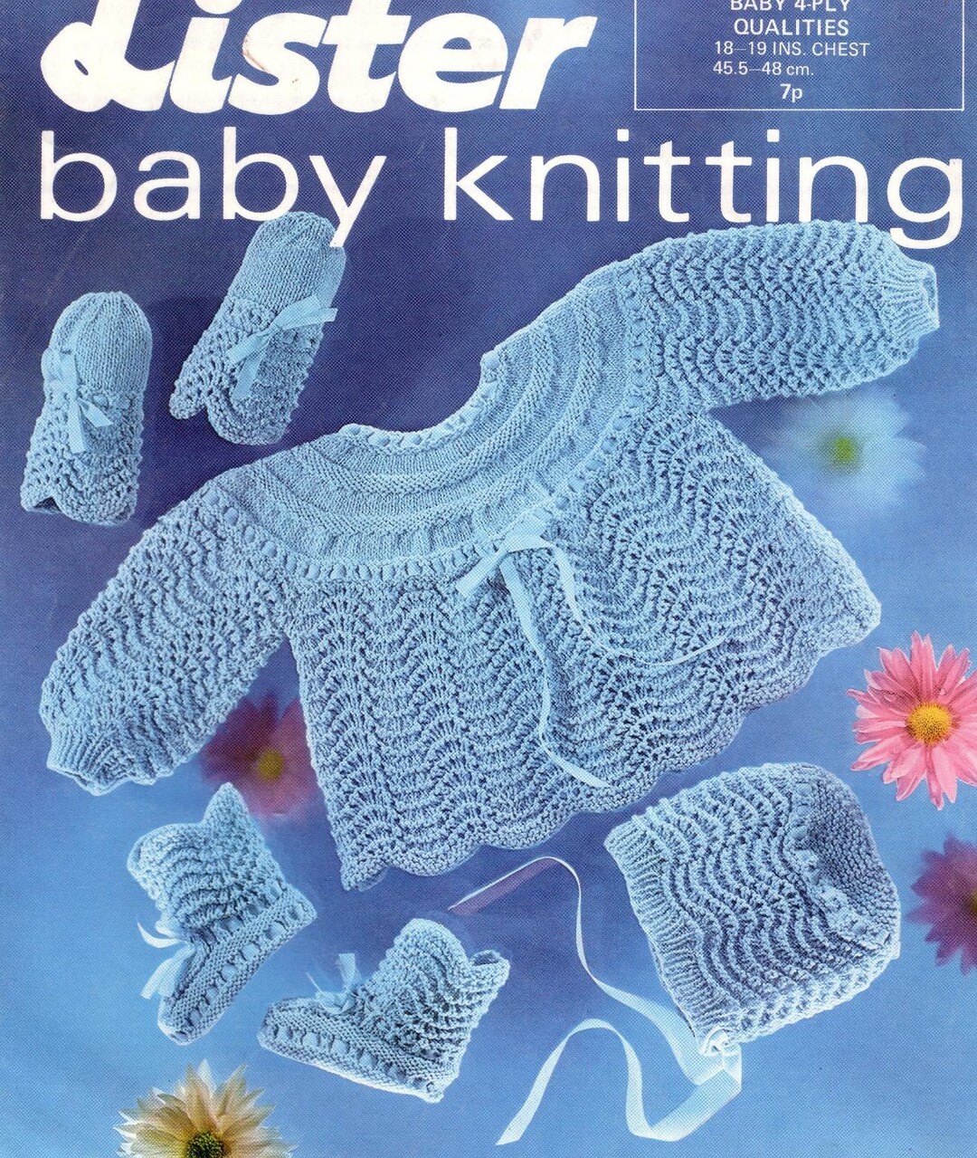 Vintage Knitting Pattern for 4 Ply Baby Girls Matinee Jacket Bonnet ...