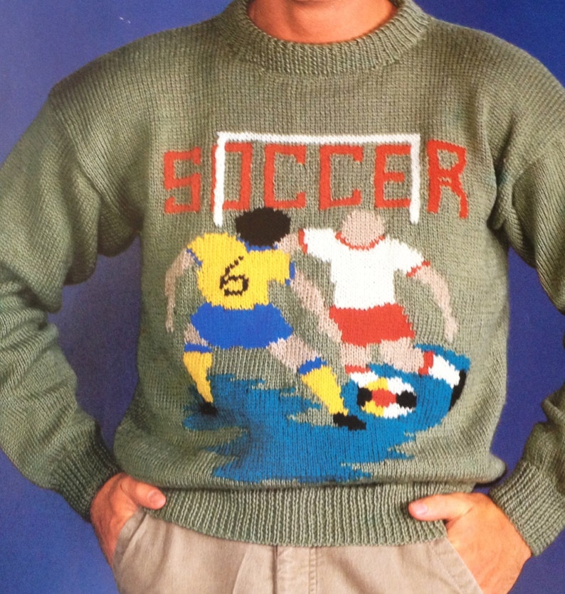 Soccer Sweater Knitting Pattern for Children and Men Intarsia - Etsy