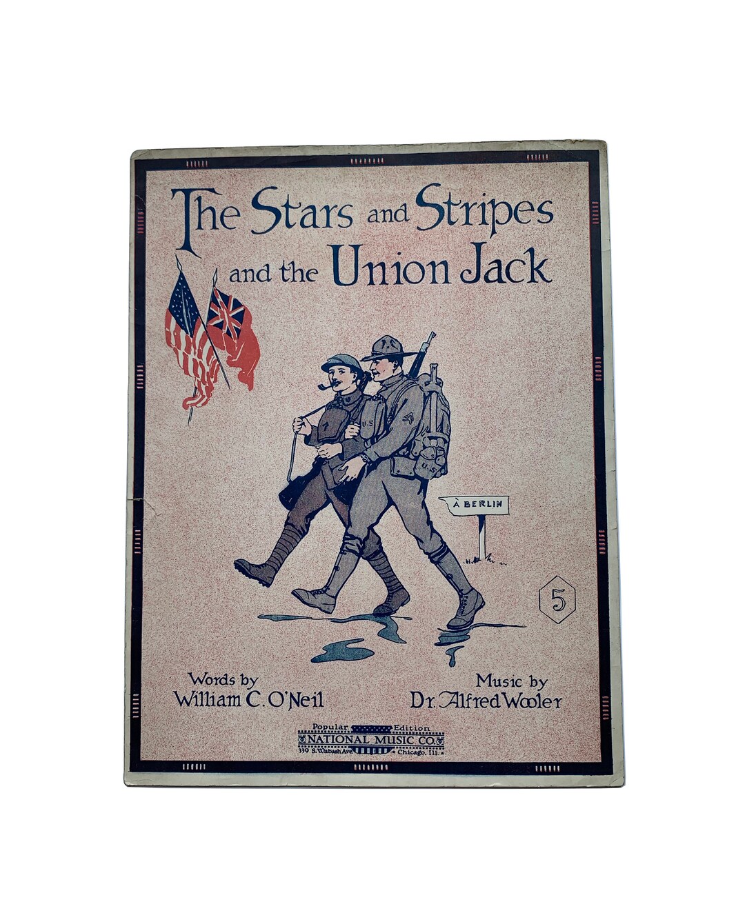 Wartime Music Sheet, Vintage Music, the Stars and Stripes and the Union ...