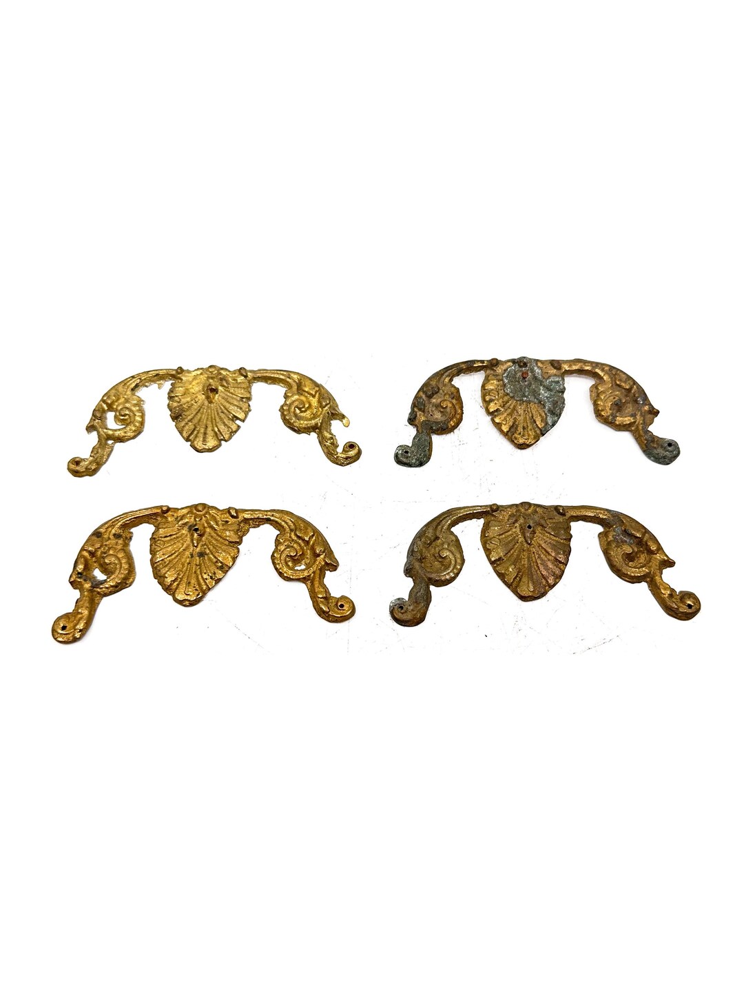 Set of 4 Decorative Hardware, Brass Ormolu, Backplates, French Hardware ...