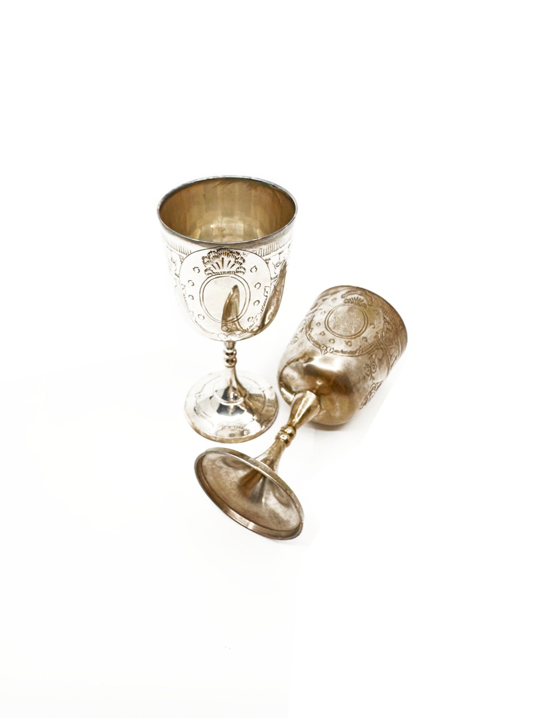 Small Silver Plated Goblets, Wine Glass, Decorative Goblet, Etched ...