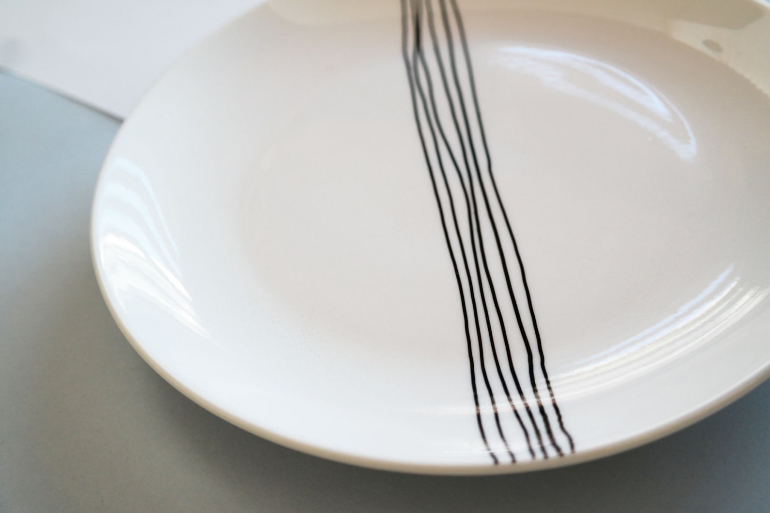 Ceramic Plate With Straight / Wavy Lines - Etsy